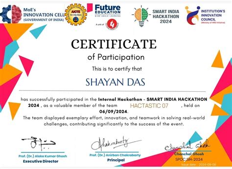 Shayan Das On Linkedin Thrilled To Have Received The Certificate For Participating In Our…