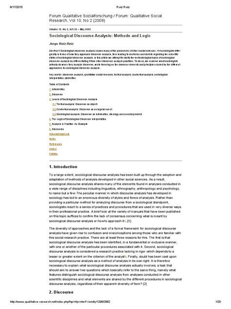 Sociological Discourse Analysis Method And Logic Pdf Sociology Discourse
