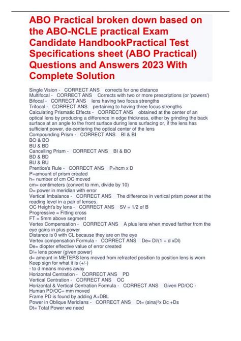 Abo Practical Broken Down Based On The Abo Ncle Practical Exam