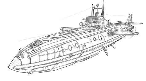 A Outline Drawing Of A Submarine Premium Ai Generated Image