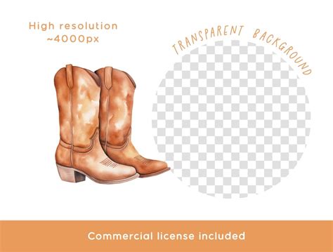 Cowboy Boots Clipart Bundle Watercolor Rodeo Wild West Clip Art PNG