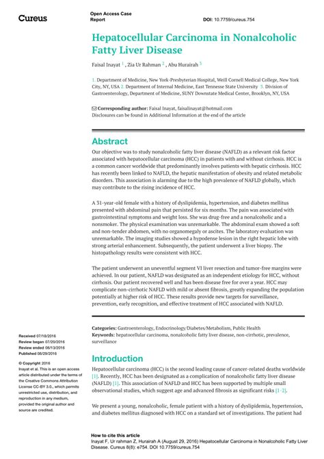 Pdf Hepatocellular Carcinoma In Nonalcoholic Fatty Liver Disease