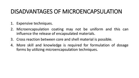 Microencapsulation Definition Advantages And Disadvantage