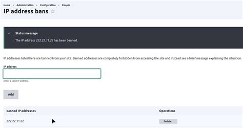 Drupal Core Module Ban IP Addresses OpenSourceCook In