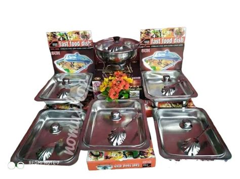 Prasmanan Set Stainless Kotak Wadah Bulat Hajatan Lengkap Sendok Tempat Saji Makanan WADAH