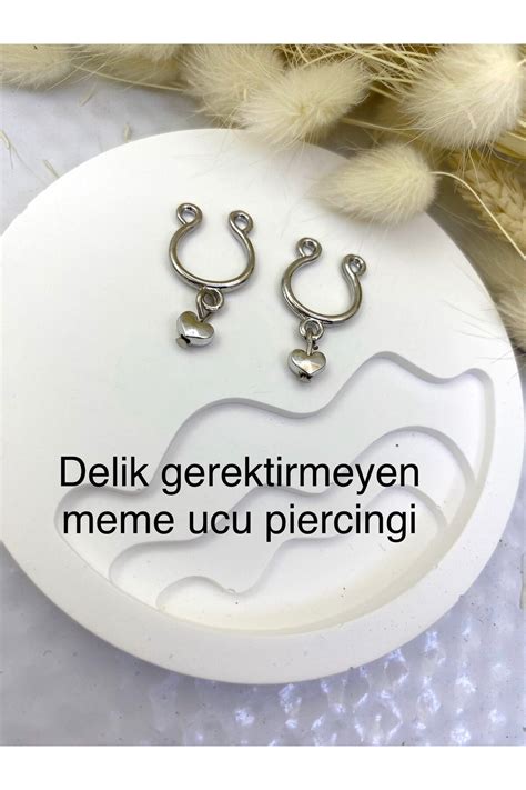 Arescollection Delik gerektirmeyen sıkıştırma sahte fake meme ucu piercingi Fiyatı Yorumları
