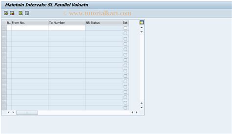FSL VALU NR SAP Tcode Number Range Maintenance SL Valuation