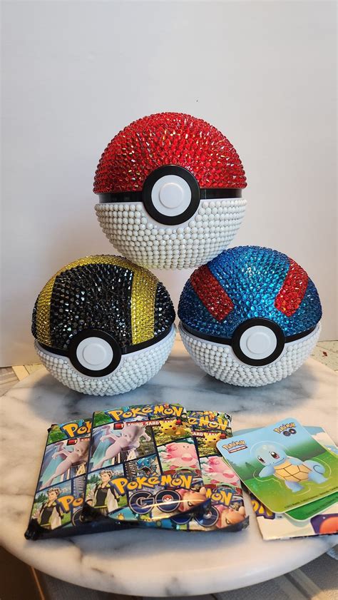 Pokeball Tin • Pokémon Ball Tin • Glass Rhinestone Pokéball Tin • Bedazzled Etsy