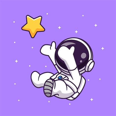 Lindo Astronauta Atrapando Estrellas En El Espacio Dibujos Animados