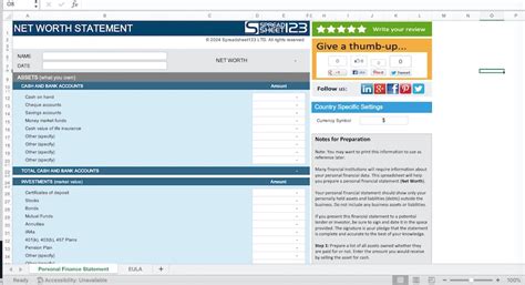Net Worth Spreadsheets Excel Templates Google Sheets