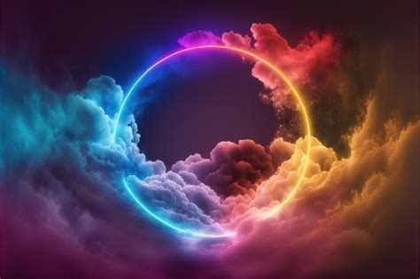 Premium Photo Abstract Of Glowing Clouds Circle Frame Illuminated