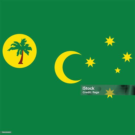 코코스 제도의 국기 플래그 아이콘입니다 표준 색상 사각형 깃발입니다 컴퓨터 일러스트레이션 디지털 일러스트레이션 벡터 일러스트