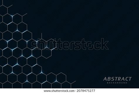 Black Abstract Hexagonal Mesh Connection Background Stock Vector