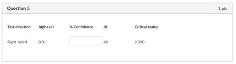 Solved Critical T Valuesbased On The Test Direction