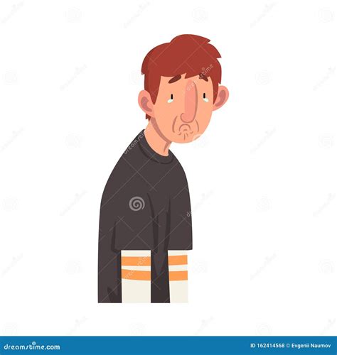 Apathetic Unhappy Young Man Male Character Facial Emotions Vector