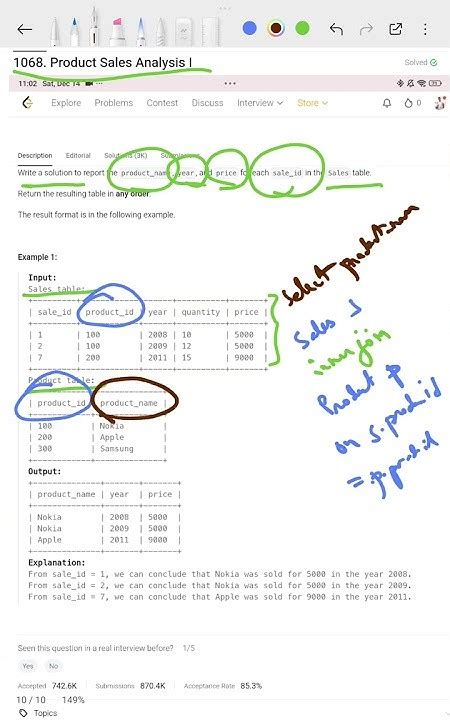 1068 Product Sales Analysis I Leetcode Solution Sql Interview