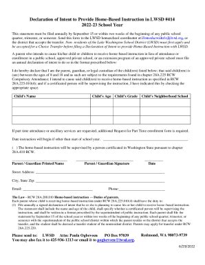 2022 2024 Form WA LWSD Declaration Of Intent To Provide Home Based