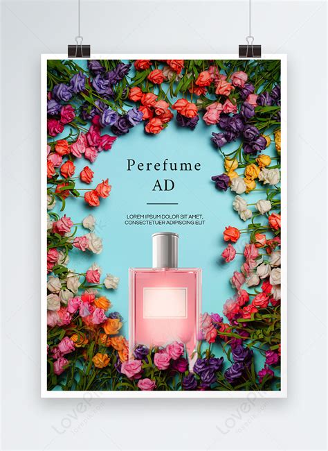 Blue Premium Texture Rose Perfume Poster Graphic Design Template Image