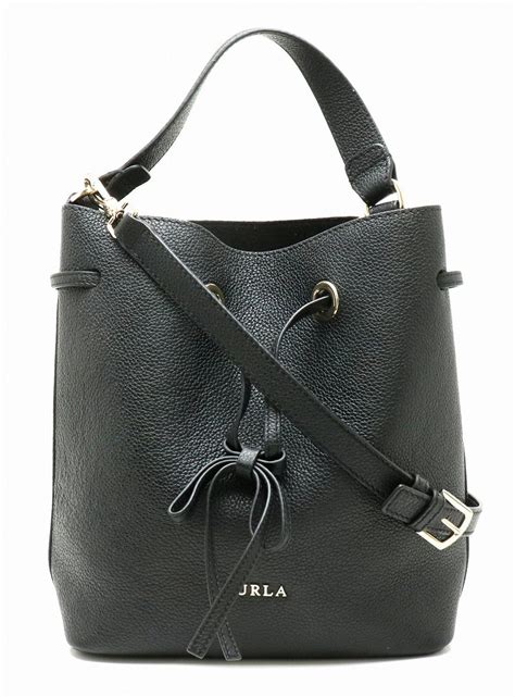 【楽天市場】【バッグ】furla フルラ ハンドバッグ ショルダーバッグ 巾着型 2way レザー ブラック 黒 【中古】【s】：blumin
