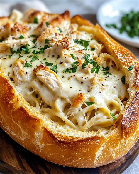 Chicken Alfredo Bread Bowl Recipe Simplyyummybites