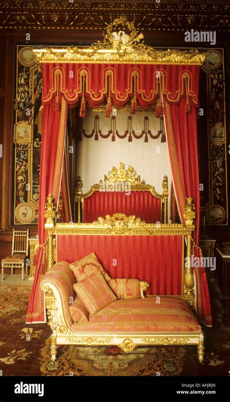 Burghley House Near Stamford Interior Bedroom Gilded 4 Poster Bed