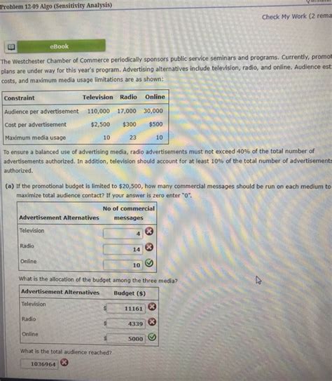 Solved Problem Algo Sensitivity Analysis Check My Chegg Com