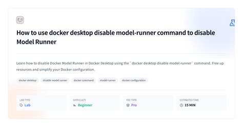 How To Use Docker Desktop Disable Model Runner Command To Disable Model Runner Labex