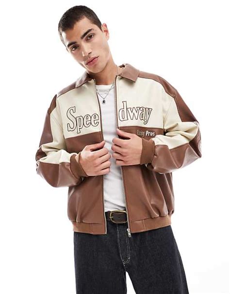 Asos Design Veste Style Motocross Oversize En Imitation Cuir Fauve