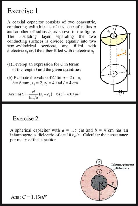 Solved Exercise 1 A Coaxial Capacitor Consists Of Two Concentric