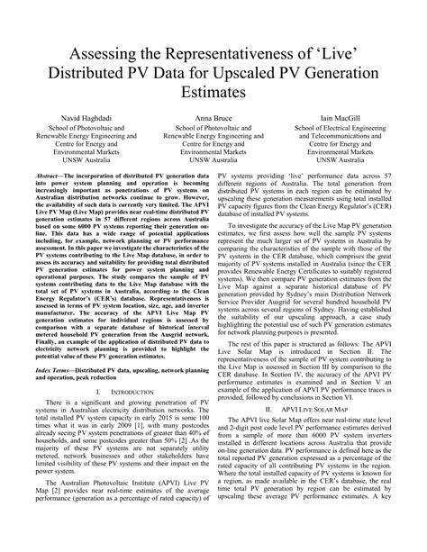 Pdf Assessing The Representativeness Of Live Distributed Pv Data For Upscaled Pv Generation