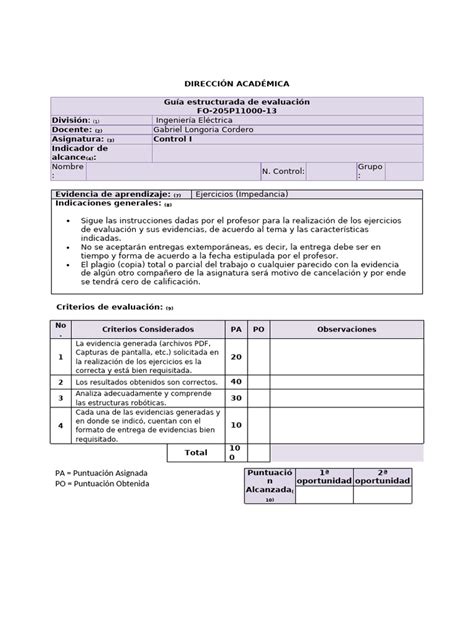 Guia Estructurada Ejercicios Ctrl2 Pdf Oscilación