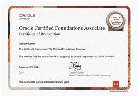 Satham Ushen On Linkedin Oraclecloud Cloudcomputing Hexaware Certification