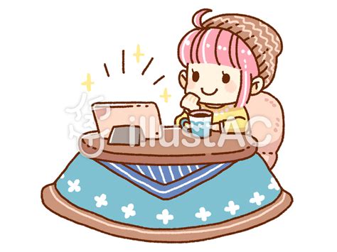コタツでのんびりする女の子イラスト No 1641179／無料イラストなら「イラストac」