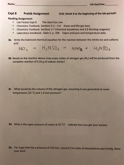 Solved Name Lab Daytime Expt 8 Prelab Assignment Due