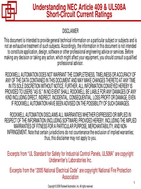 Ab Ul508a Sccr Custpres 100106 Pdf Fuse Electrical Transformer