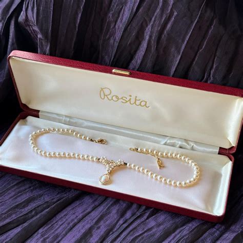 Rosita Vintage Pearl Collar Necklace With Box Pearl Necklace With