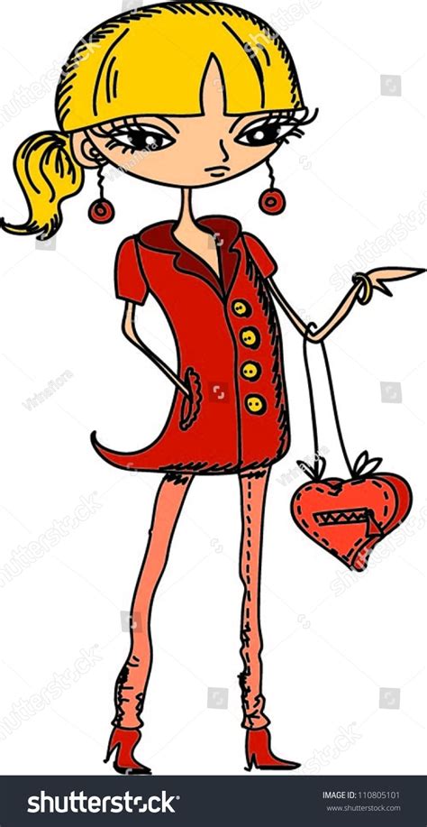 Cartoon Fashionable Girl Stock Vector Illustration 110805101 Shutterstock