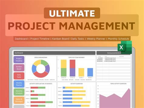 Project Management Dashboard Excel Template Automatic Dashboard Gantt