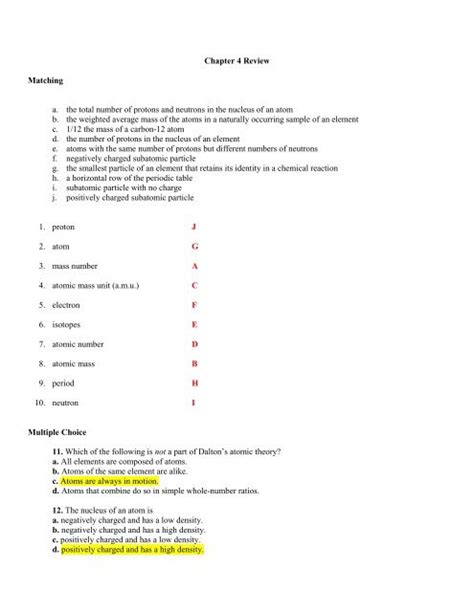 chapter 4 review answers