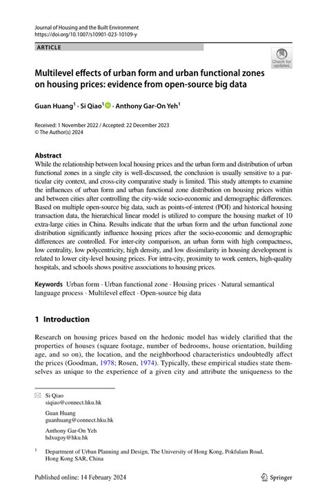 Pdf Multilevel Effects Of Urban Form And Urban Functional Zones On