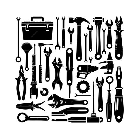 Vintage Tools Icon Set Silhouette Vector Construction Tools Vector