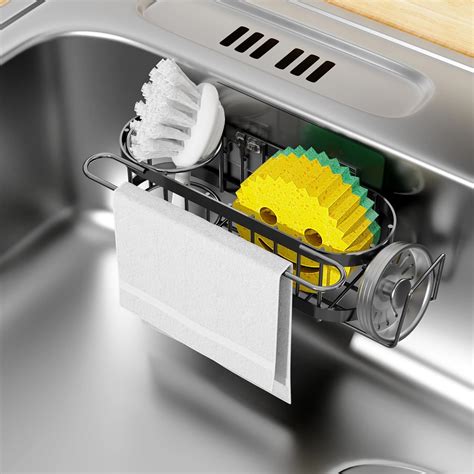 Cisily Kitchen Sink Caddy Sponge Holder In The Sink Stainless Steel