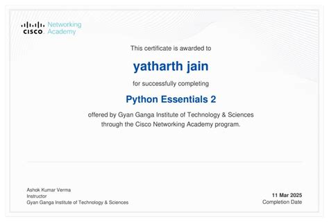 Python Coding Certification Machinelearning Ai Networking Yatharth Jain