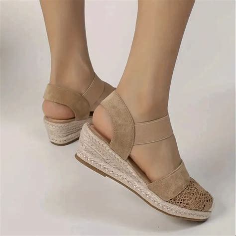 Womens Lace Espadrilles Wedge Sandals Closed Toe Hollow Temu