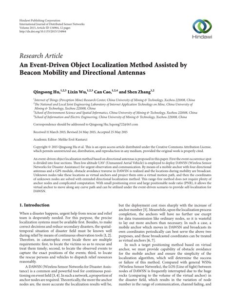 Pdf An Event Driven Object Localization Method Assisted By Beacon