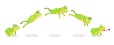 Animated Jump Sequence Movement Of Frog Set Vector Water Side Vector