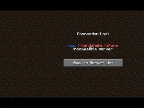 Handshake Failure Incompatible Server Minecraft Unable To Complete