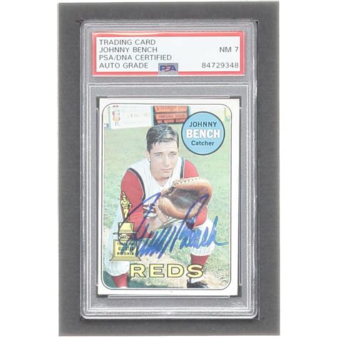 Johnny Bench Signed 1969 Topps 95 Psa Pristine Auction