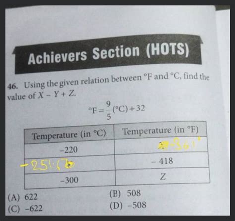 Achievers Section Hots 46 Using The Given Relation Between ∘f And ∘c