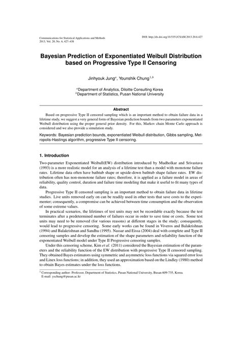 Pdf Bayesian Prediction Of Exponentiated Weibull Distribution Based